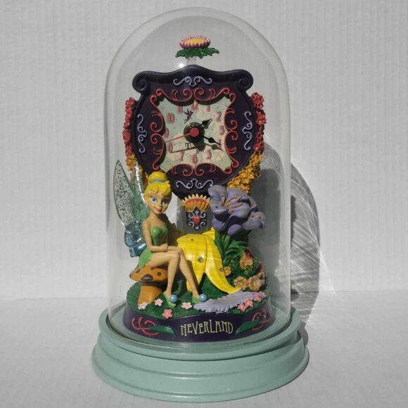 Disney | Accents | Tinkerbell Neverland Glass Dome Sculpted Clock ...